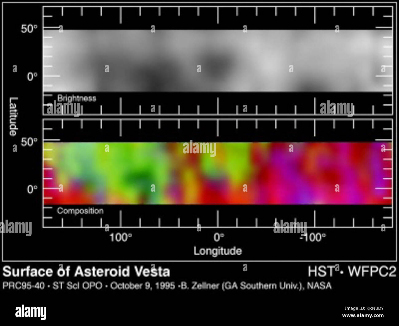 Vesta spectral map HST1994 Stock Photo - Alamy