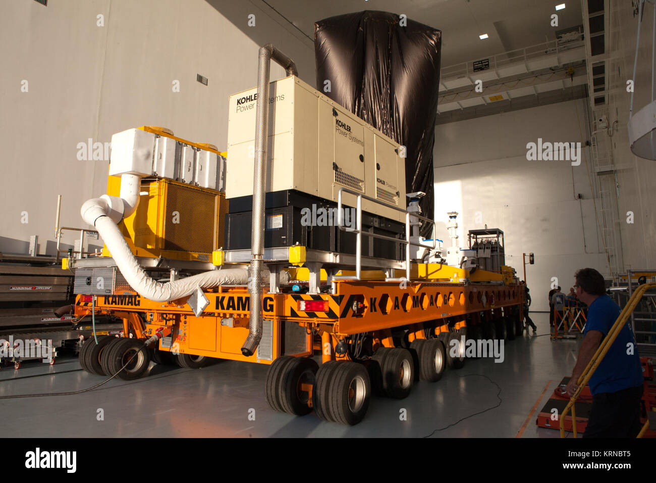 A KAMAG transporter with Orbital ATK's CYGNUS pressurized cargo module ...