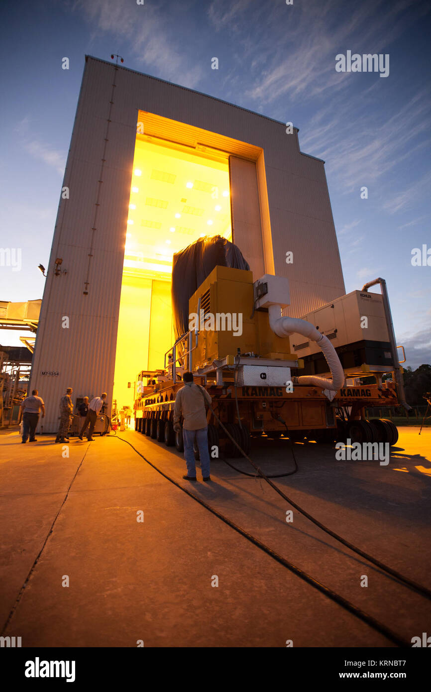 A KAMAG transporter with Orbital ATK's CYGNUS pressurized cargo module ...