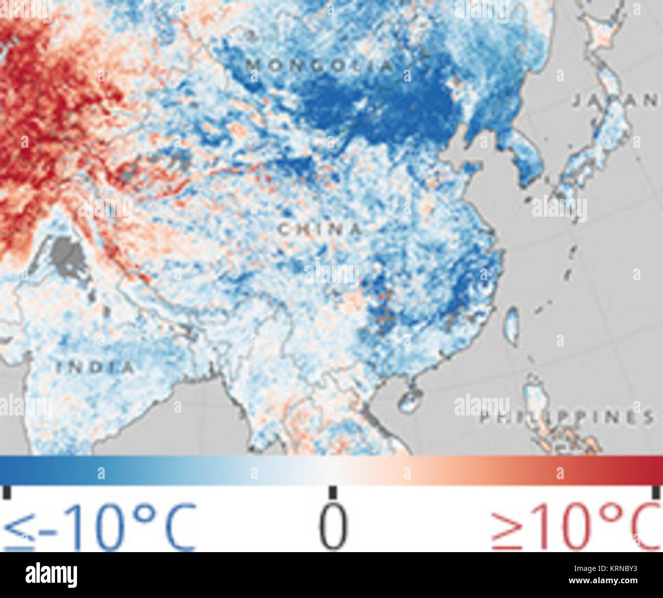 Land surface temperature anomaly over East Asia in January 2016 ITN ...