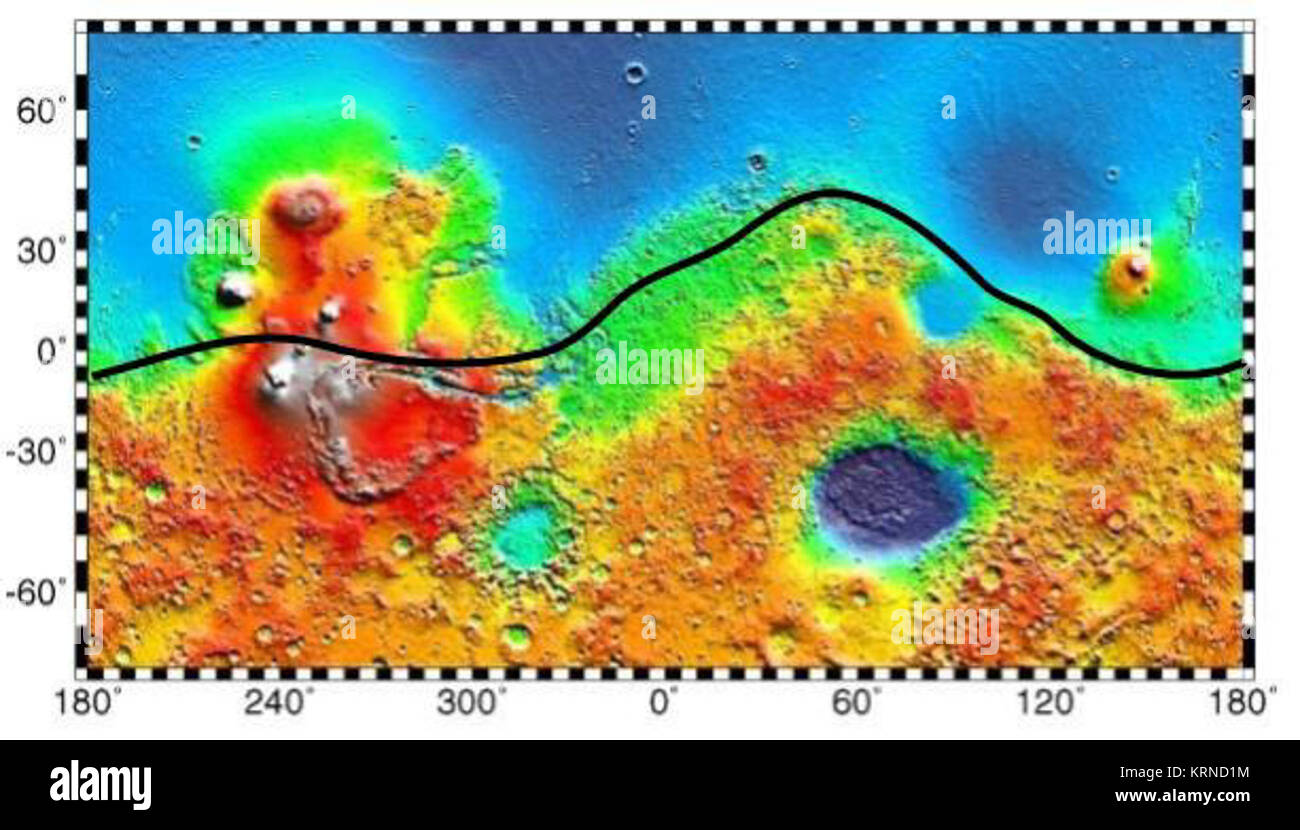 Mars map borealis labeled Stock Photo - Alamy