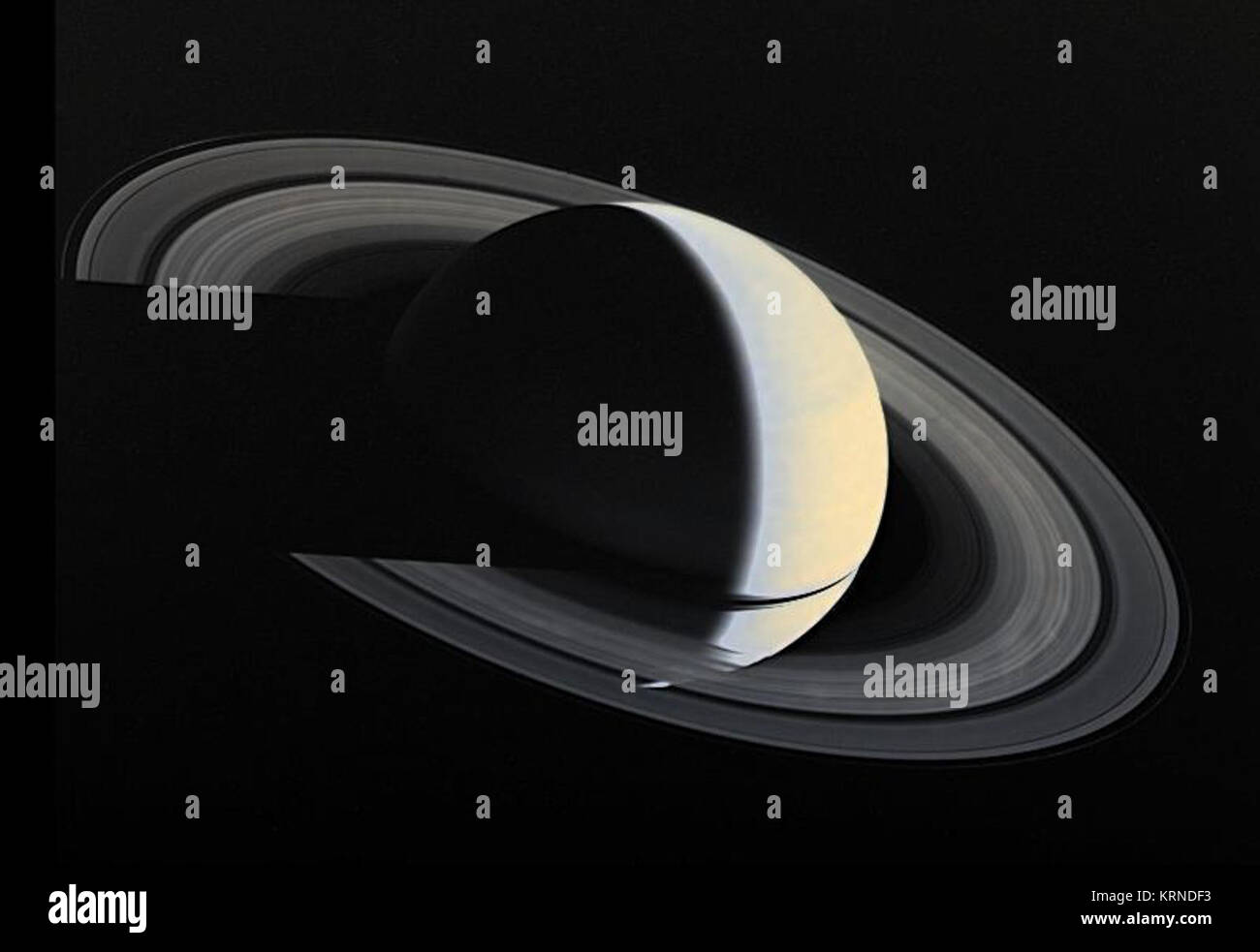 Full-disk Color Image of Crescent Saturn with Rings and Ring Shadows ...