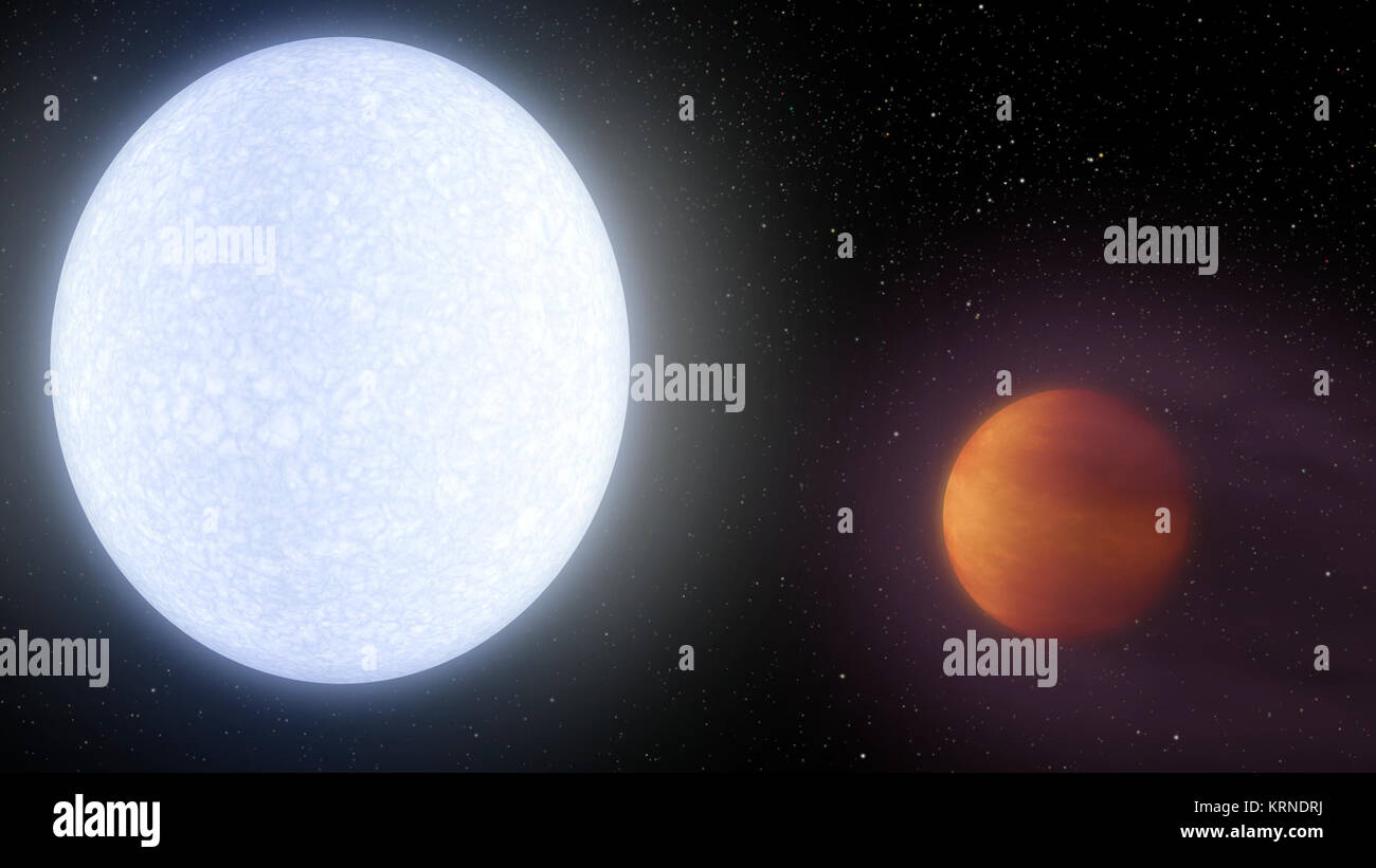 Artist's impression of KELT-9b orbiting KELT-9 Stock Photo - Alamy