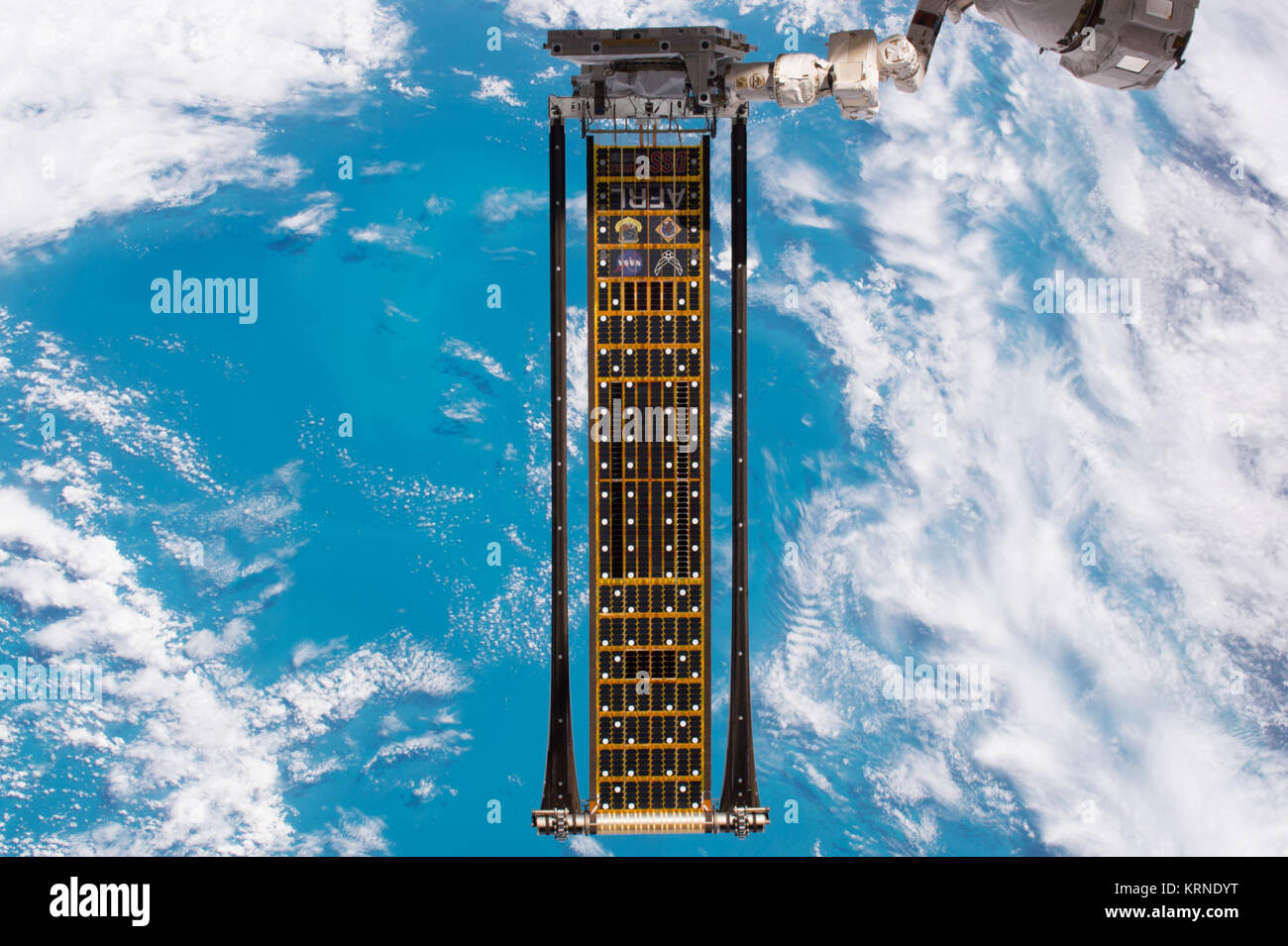 ISS-52 Roll Out Solar Array (ROSA) (4 Stock Photo - Alamy