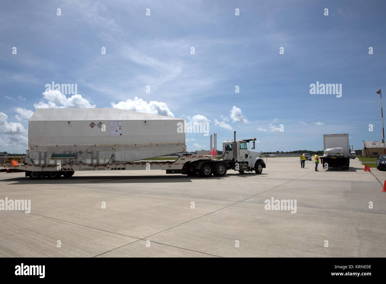 NASA's TDRS-M satellite arrives inside its shipping container at Space ...