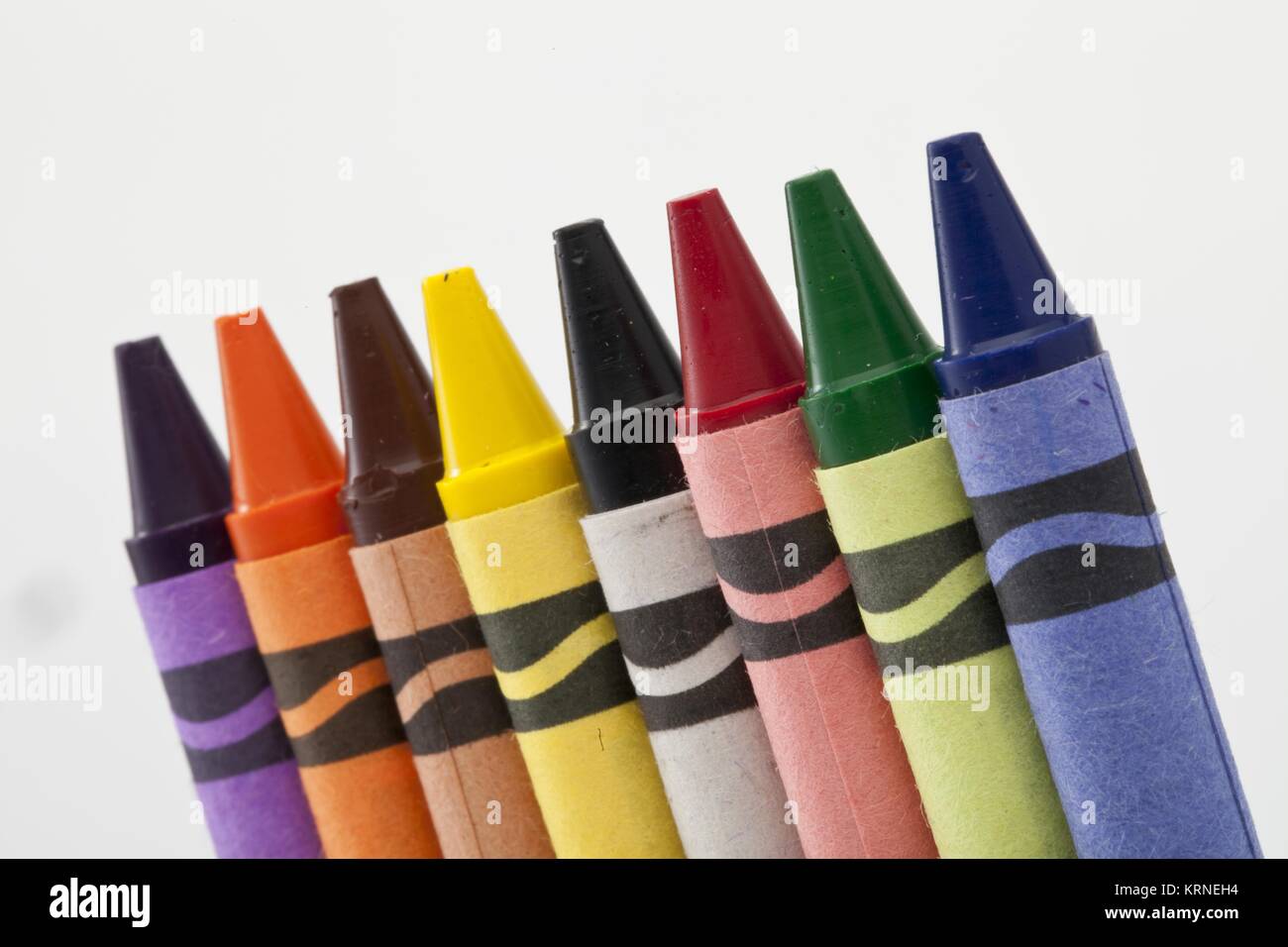 detailed view of colorful wax crayons over white background Stock Photo ...