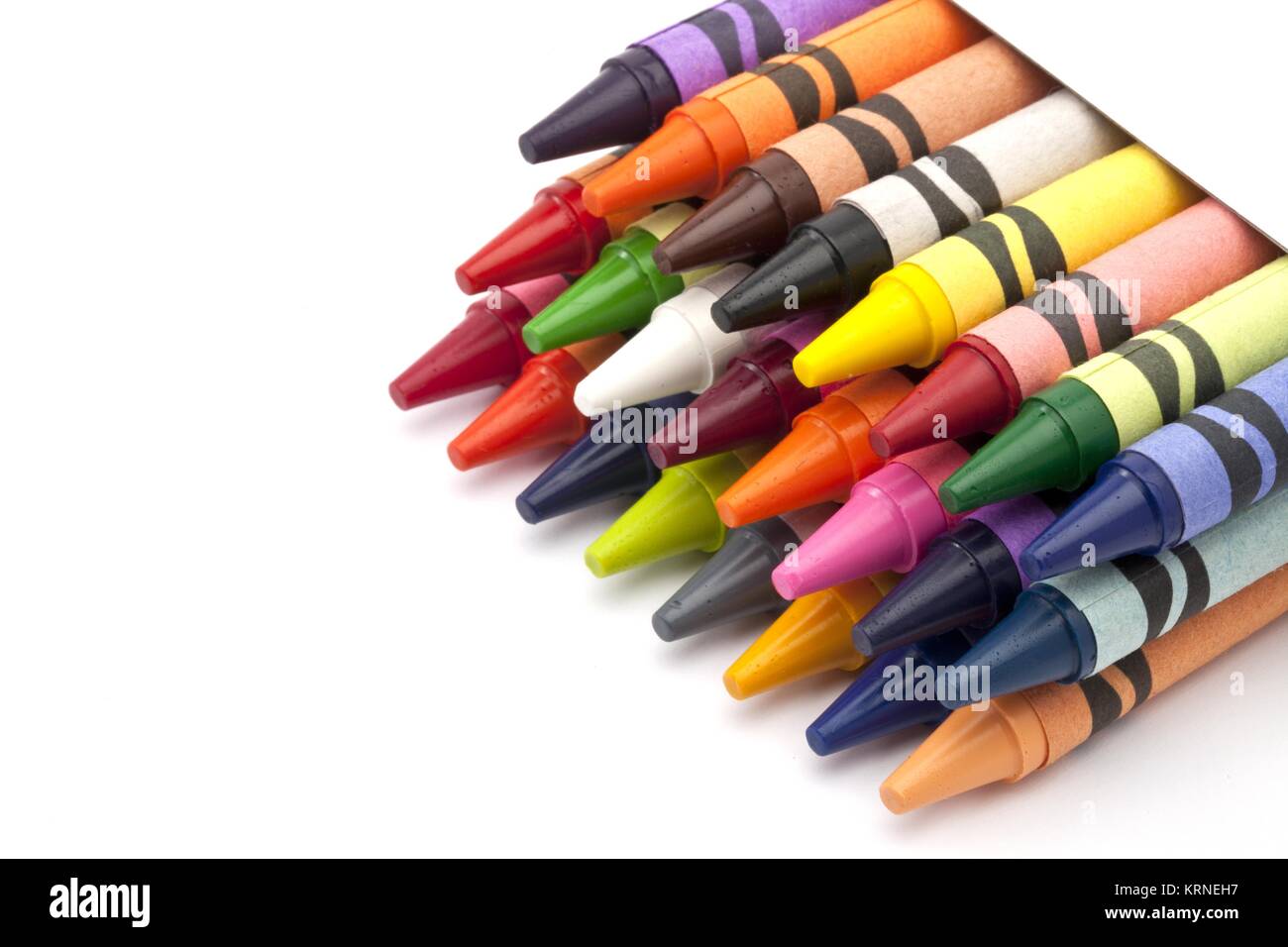 detailed view of colorful wax crayons over white background Stock Photo ...