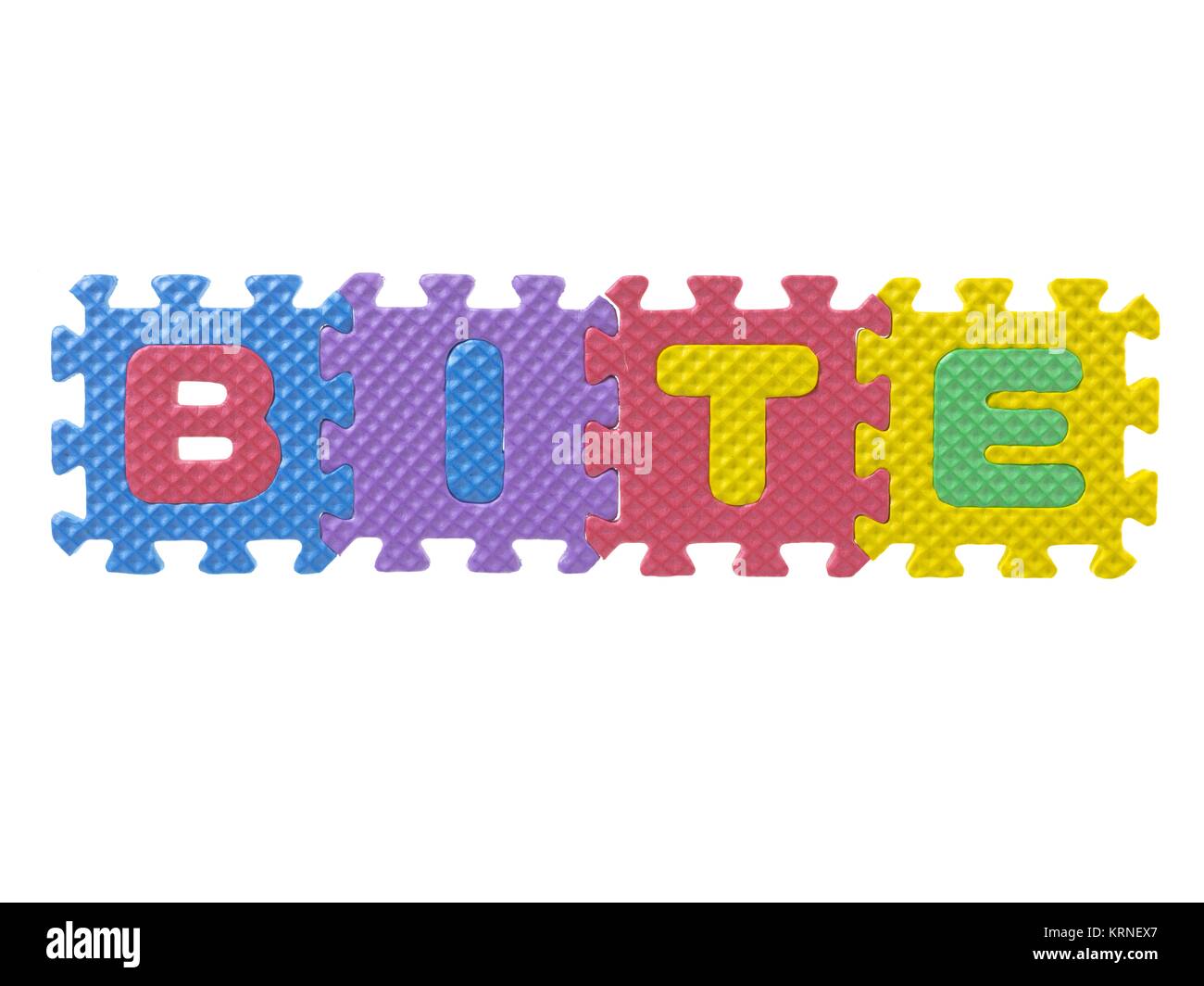 foam puzzle forming word bite Stock Photo - Alamy