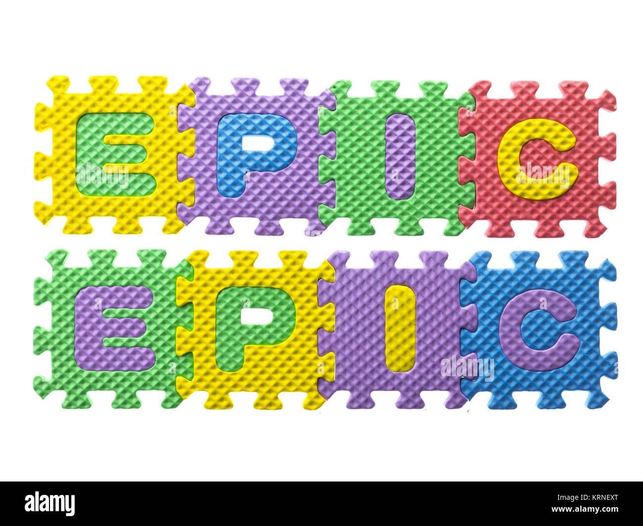 foam puzzle forming word epic Stock Photo - Alamy