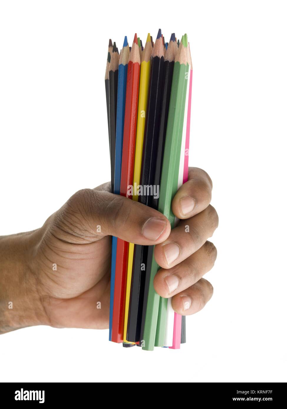 hand holding a various color pencil Stock Photo - Alamy