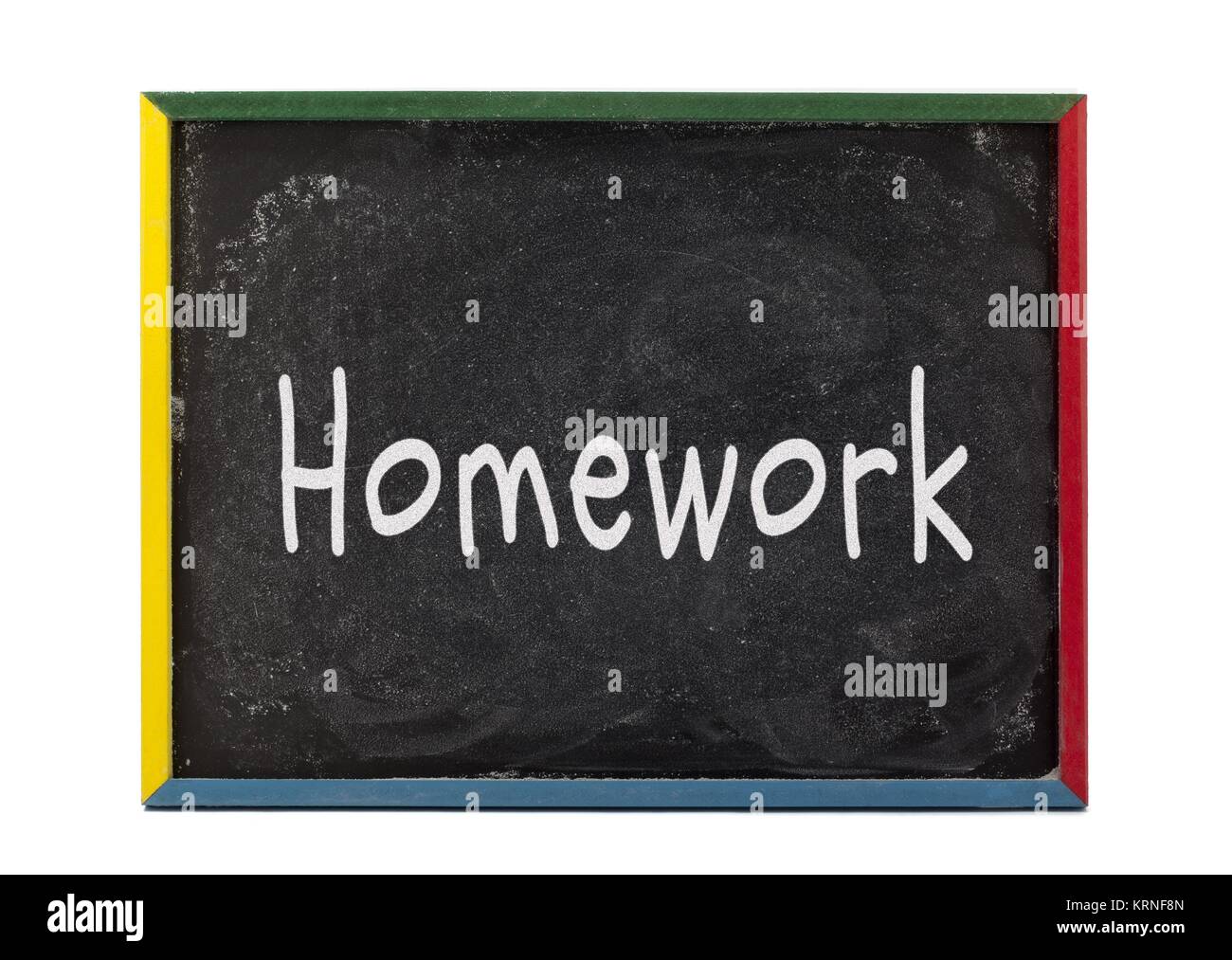 homework written on slate board Stock Photo - Alamy