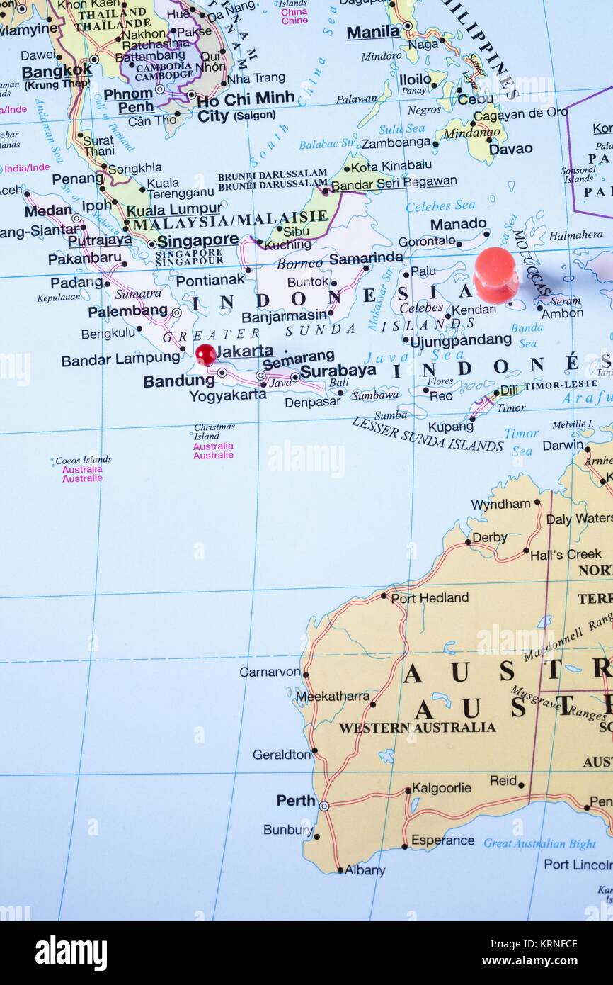 Indonesia map pin hi-res stock photography and images - Alamy