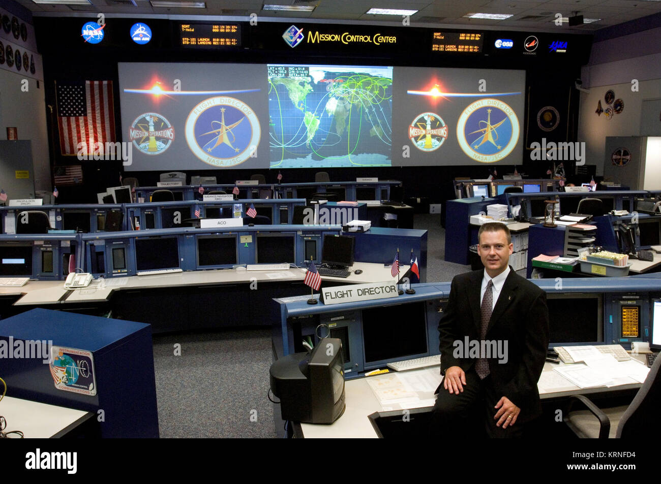 Flight director Norm Knight in the Shuttle (White) Flight Control Room ...