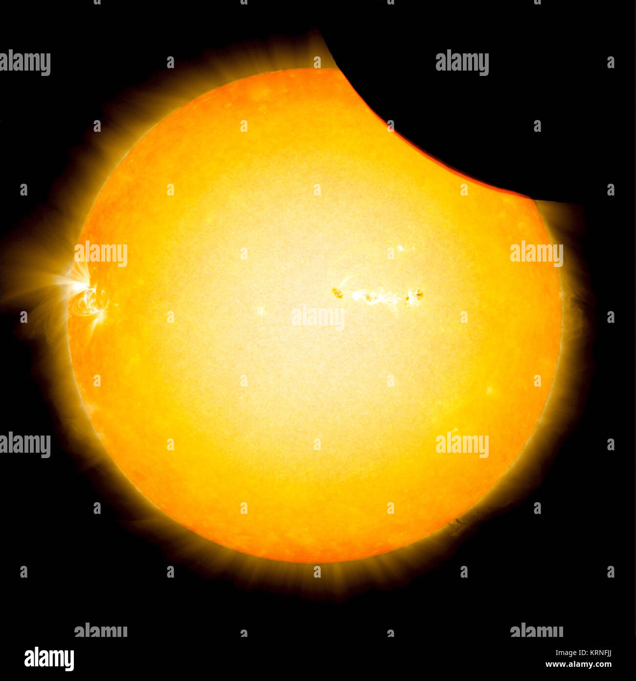 NASA SDO image of 2017-09-21 solar eclipse in visible and 171 C385 ...