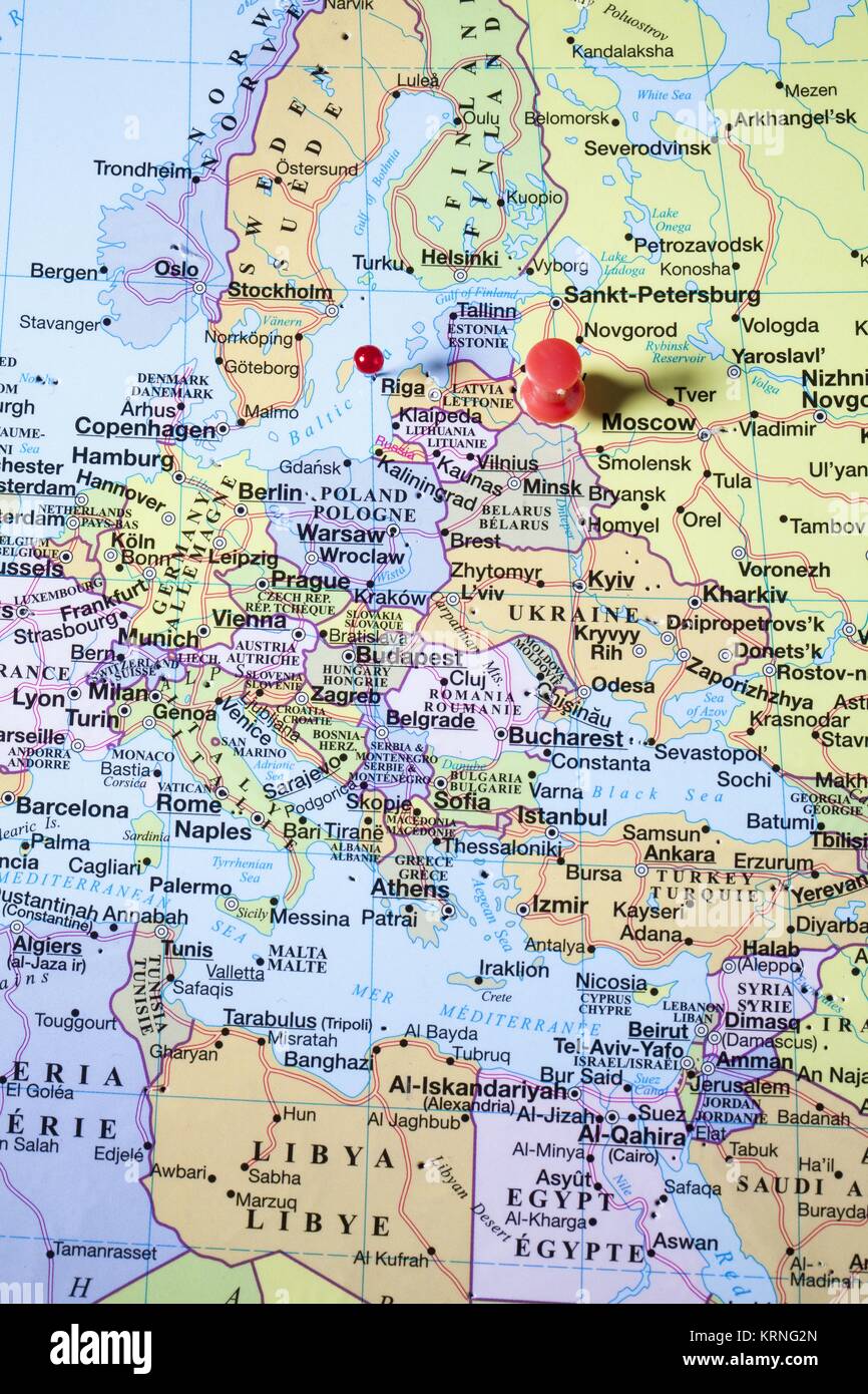 map with pushpin Stock Photo - Alamy