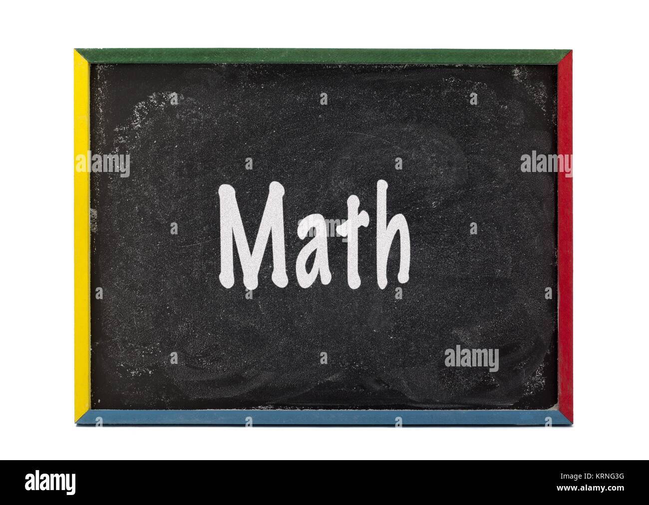 math written on small students slate board Stock Photo - Alamy