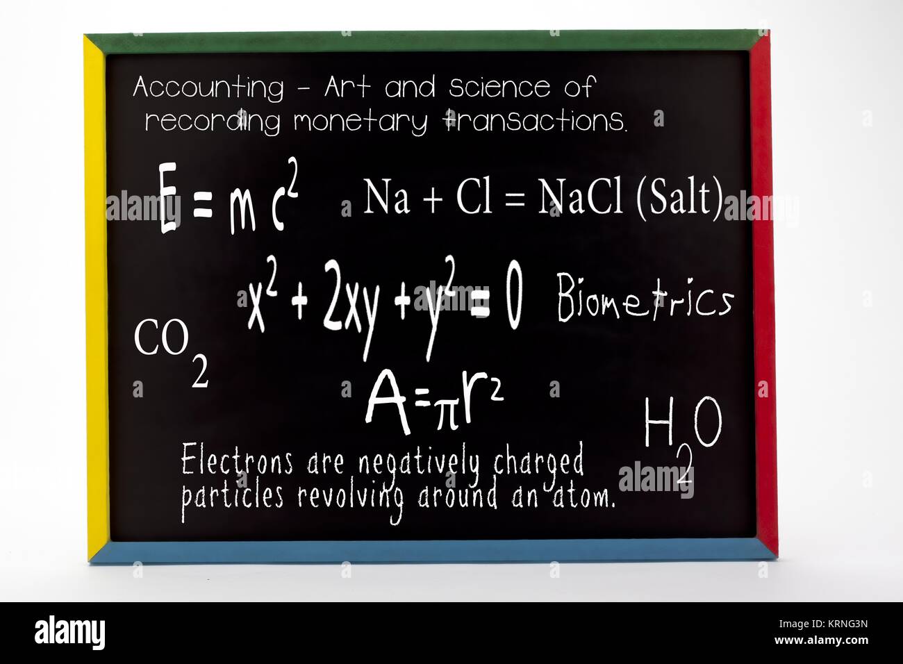 mathematical and scientific formulas written on slate board Stock Photo ...