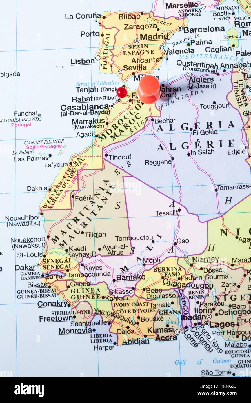 morocco map with red pin Stock Photo - Alamy