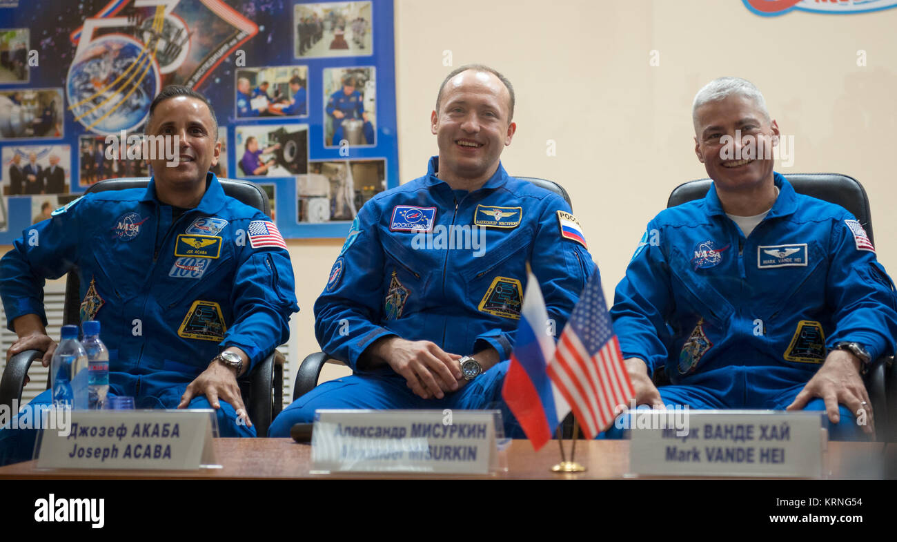 Expedition 53 flight engineer Joe Acaba of NASA, left, Soyuz Commander ...