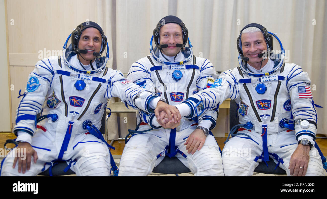 Expedition 53 flight engineer Joe Acaba of NASA, left, Soyuz Commander ...