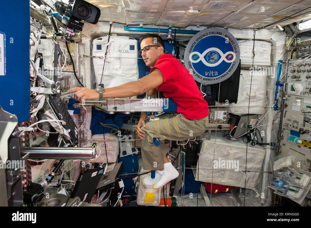 ISS-53 Joseph Acaba works inside the Columbus lab Stock Photo - Alamy