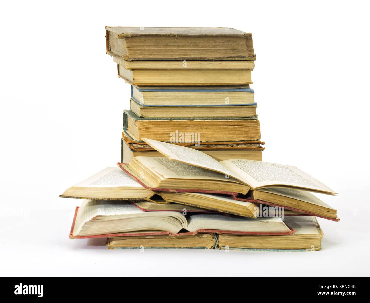 Old books pile vertical isolated Stock Photo - Alamy