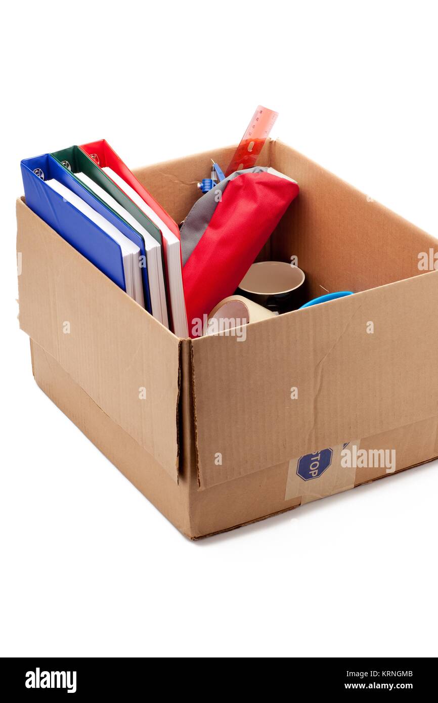 packed box of stationary Stock Photo - Alamy