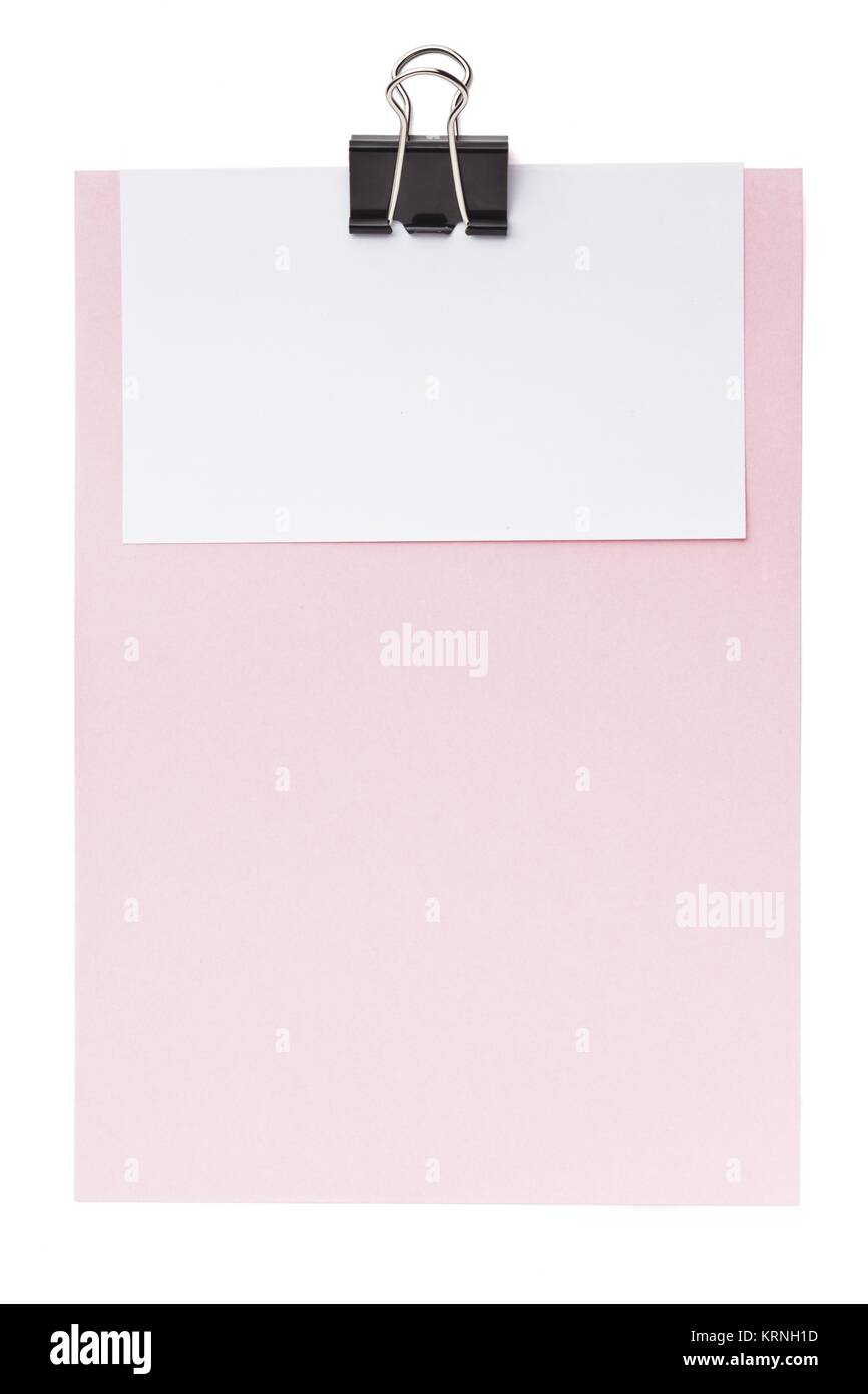 pink clip board with white paper Stock Photo - Alamy