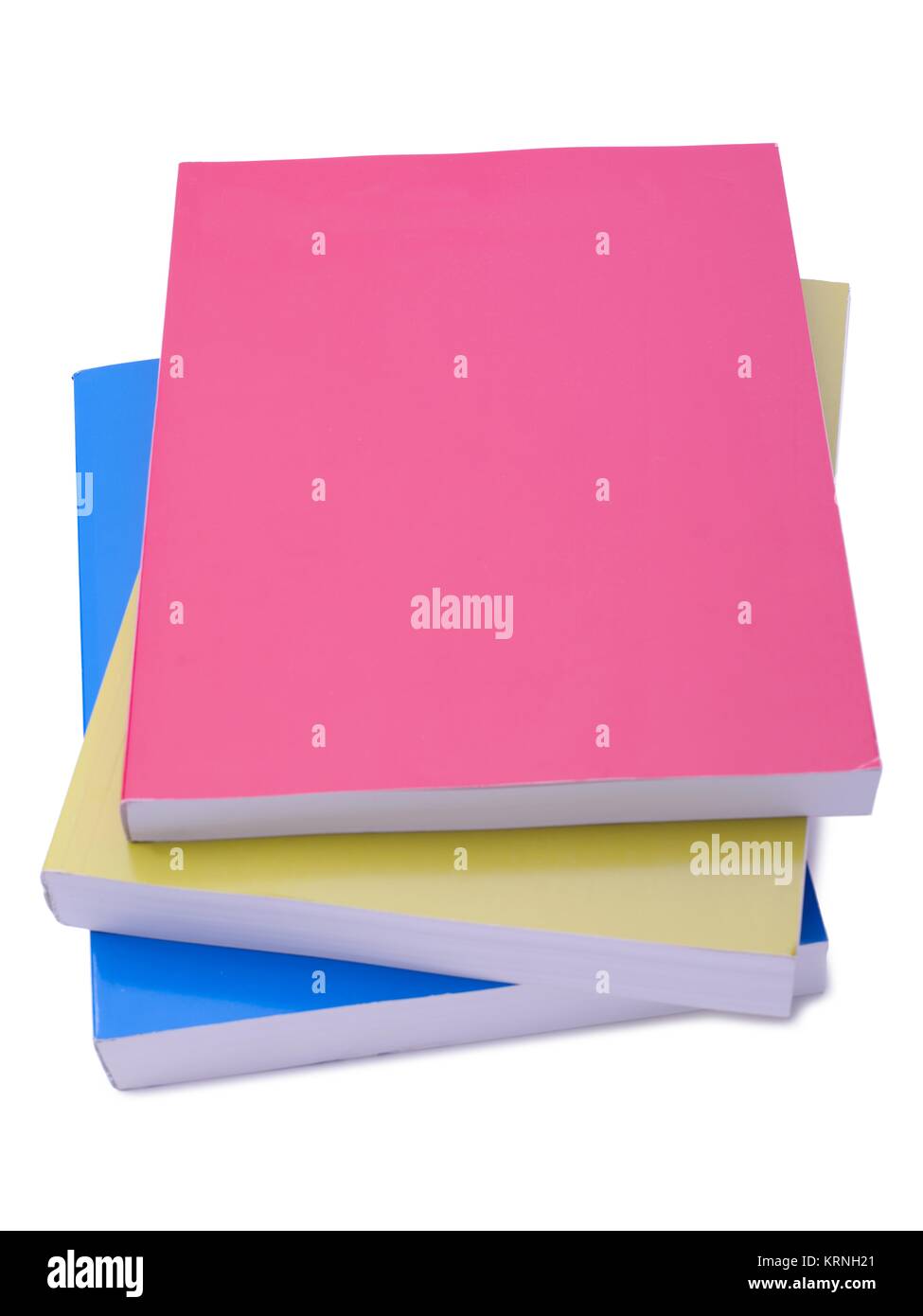 pink yellow and blue books Stock Photo - Alamy