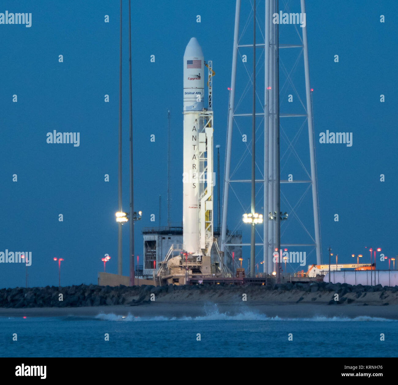 The Orbital Atk Antares Rocket With The Cygnus Spacecraft Onboard Is