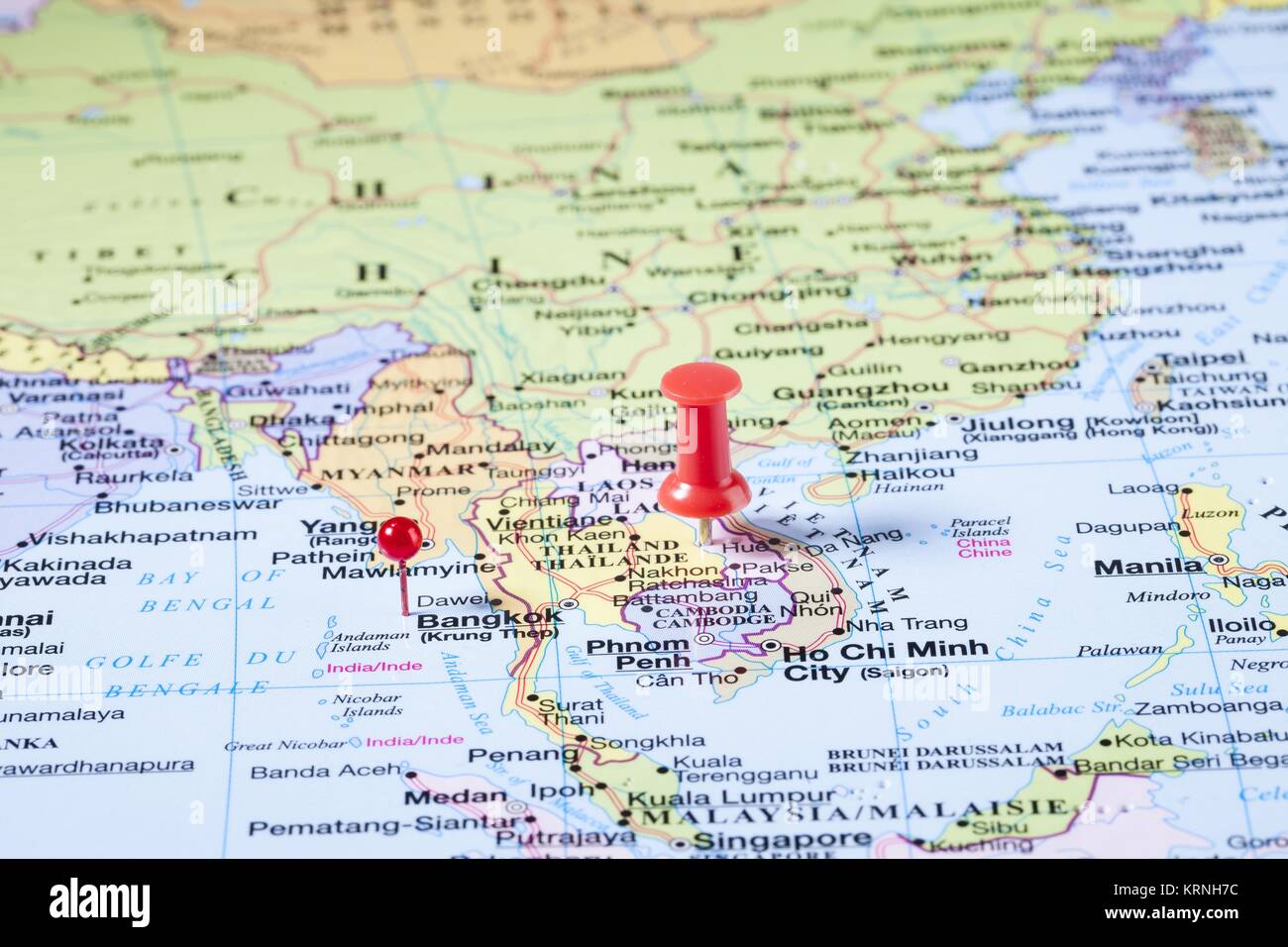 Pinned thailand map hi-res stock photography and images - Alamy