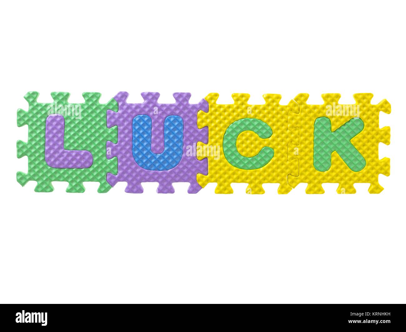 puzzle game forming a word luck Stock Photo - Alamy