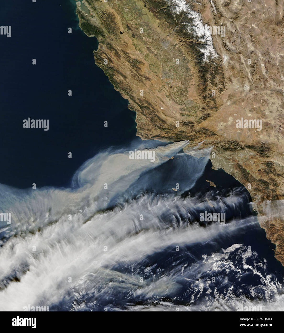 Satellite image of Thomas Fire Stock Photo - Alamy