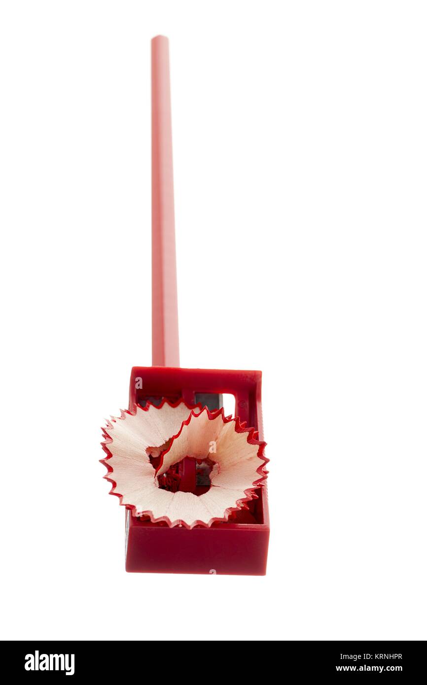 red pencil and red sharpener Stock Photo - Alamy