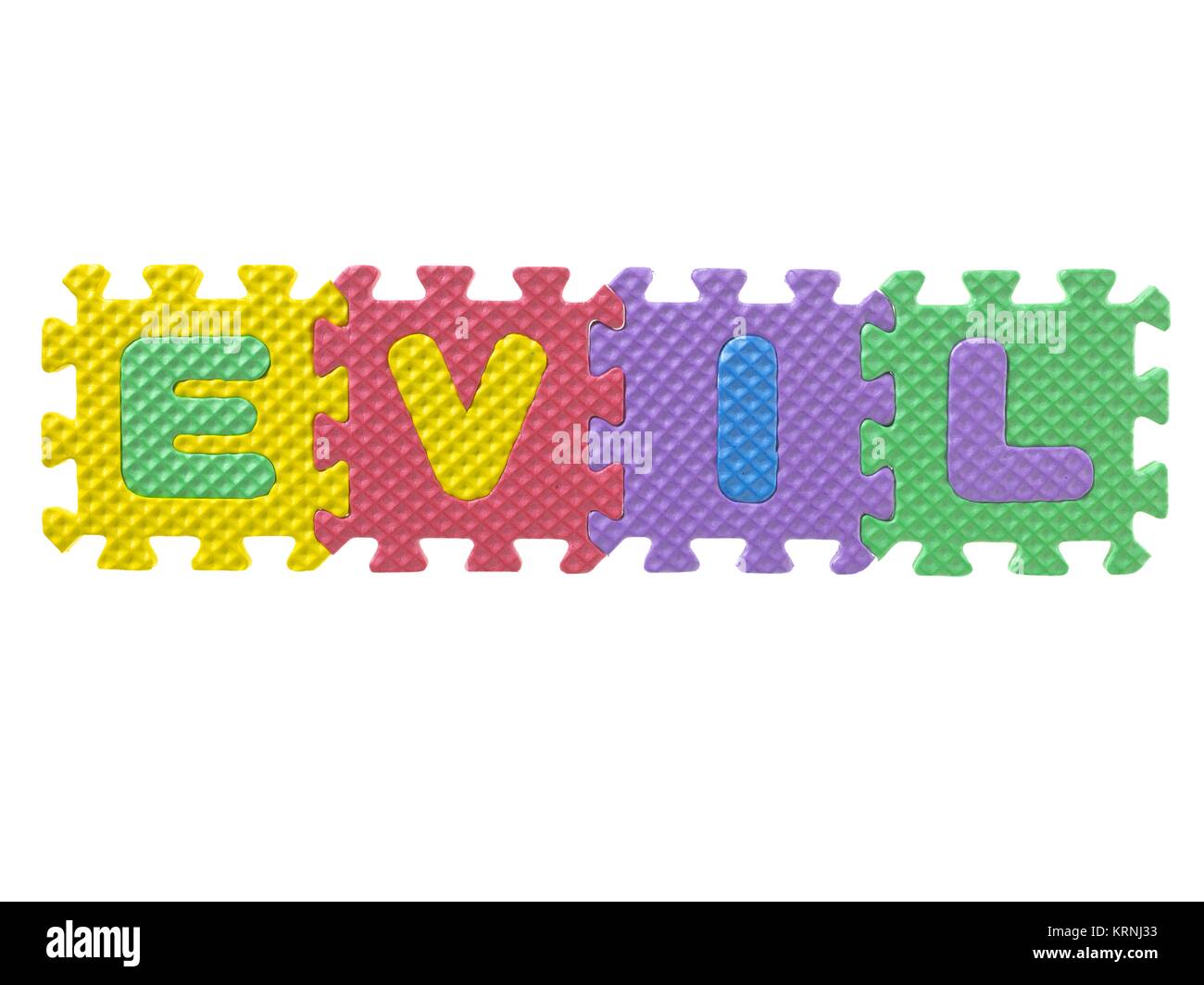 rubber puzzle with word evil Stock Photo - Alamy