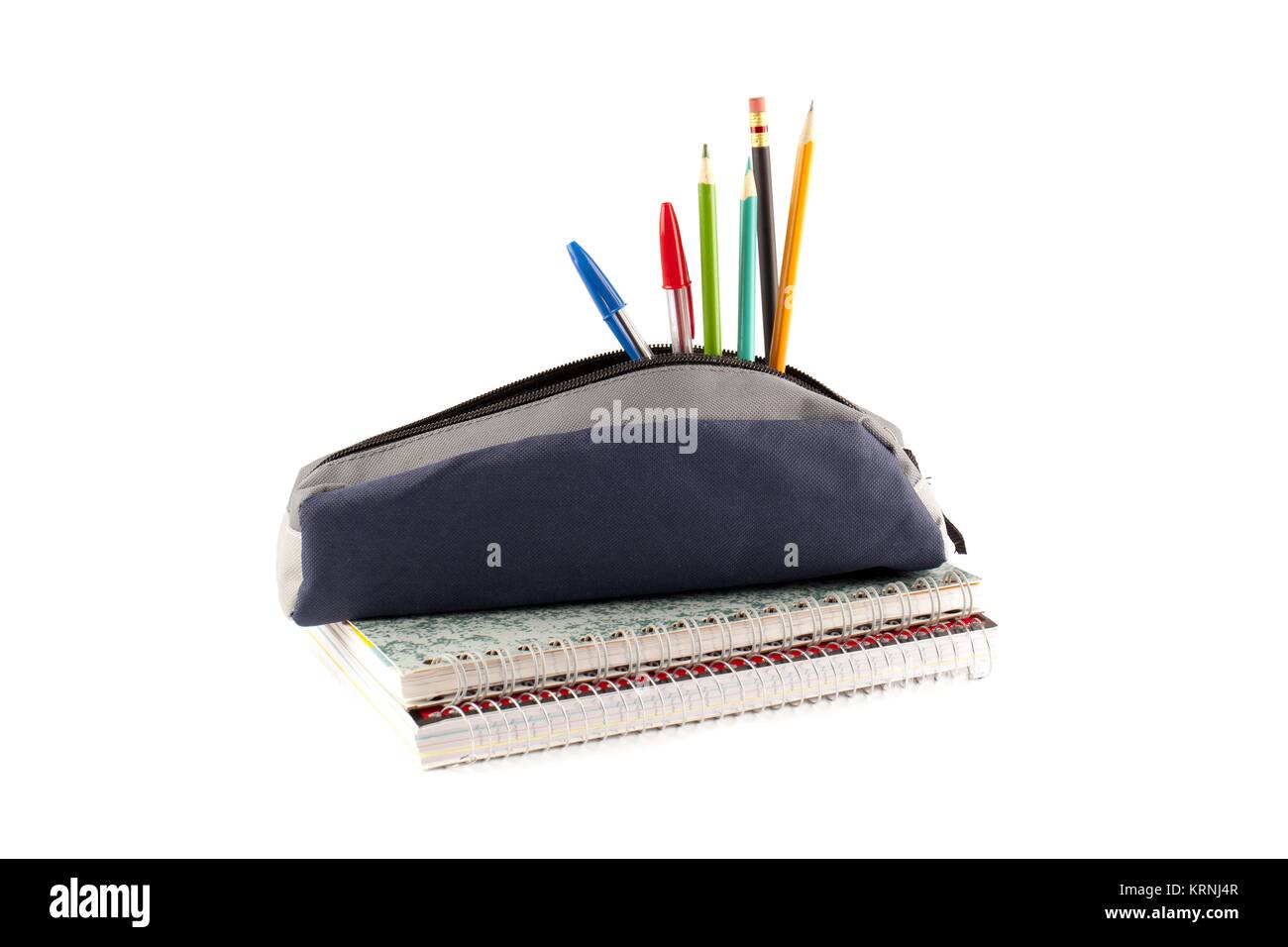 set of notebooks with bag and pens Stock Photo - Alamy
