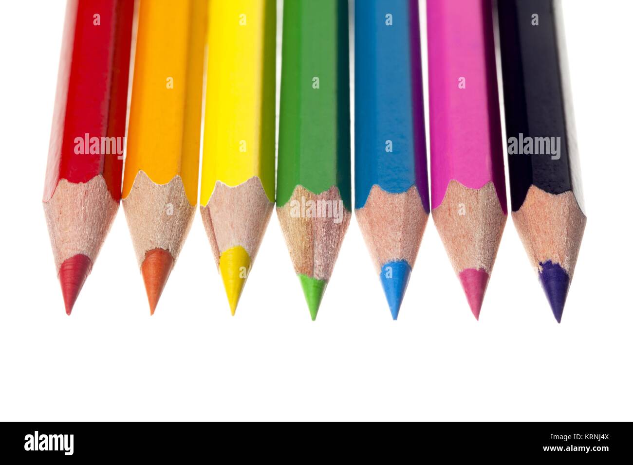 sharp color pencils on white Stock Photo - Alamy