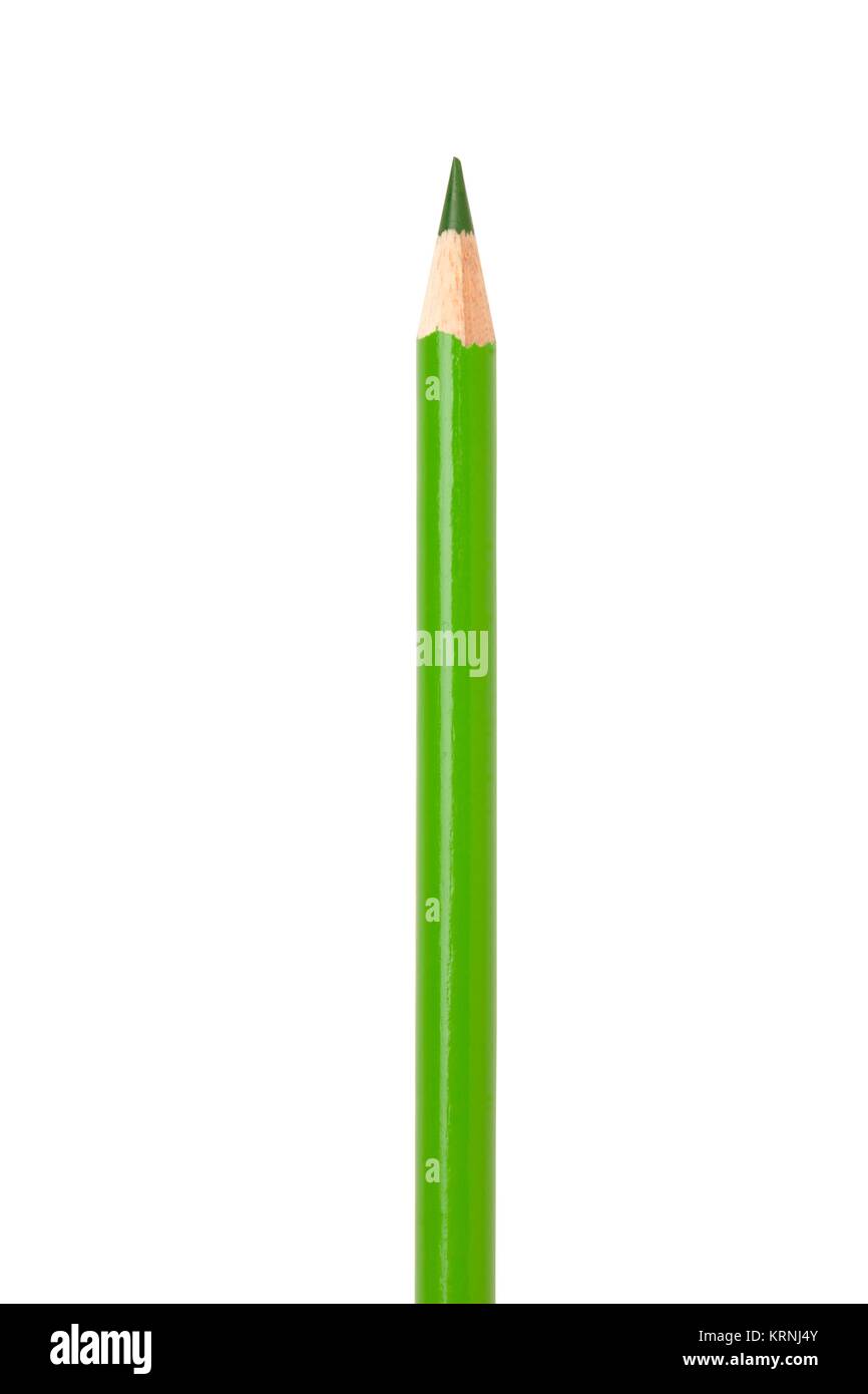 sharp green color pencil over white Stock Photo - Alamy