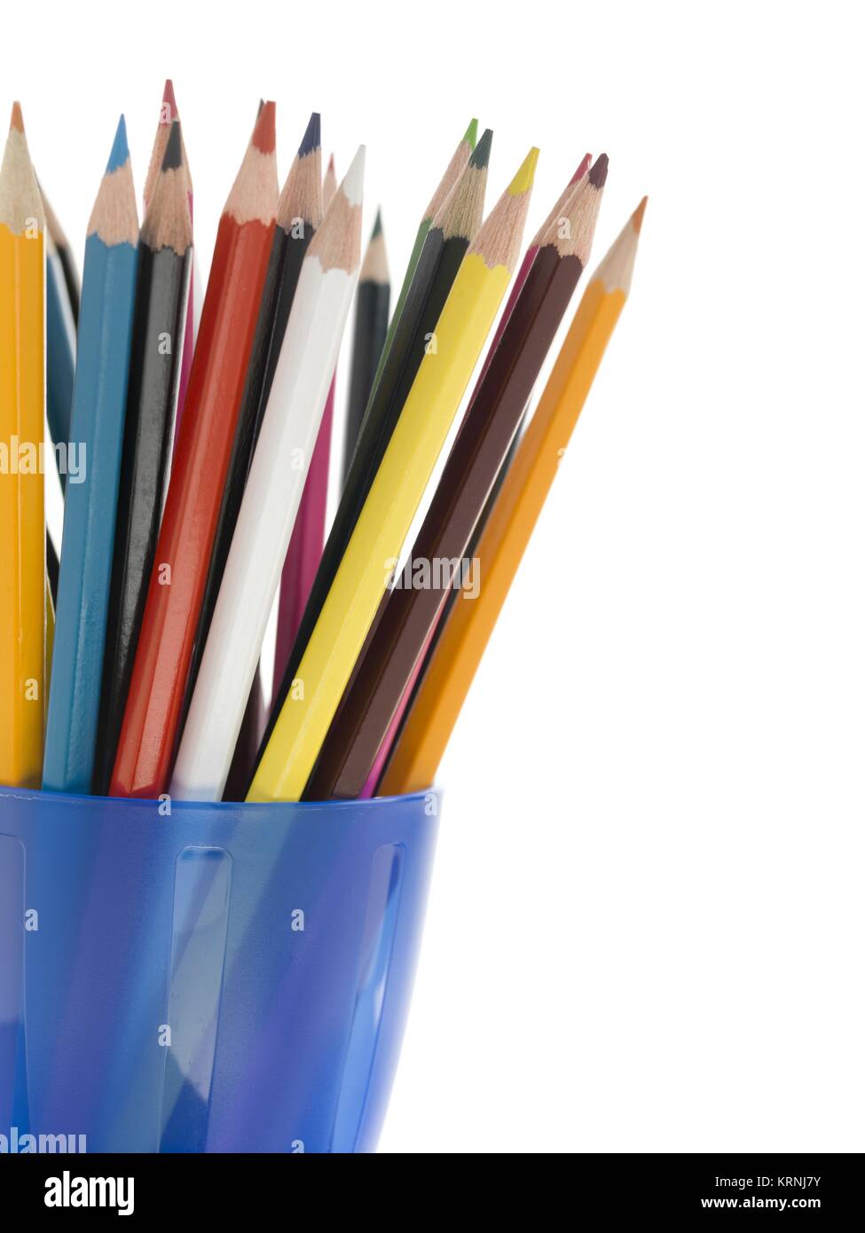 various color pencils in pencil holder Stock Photo - Alamy