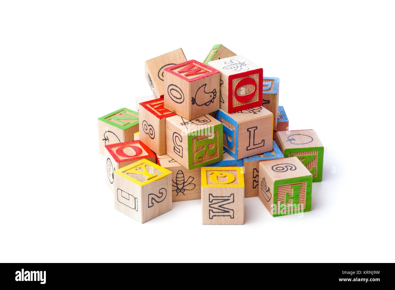 wooden playing cubes arranged on top of each other Stock Photo - Alamy