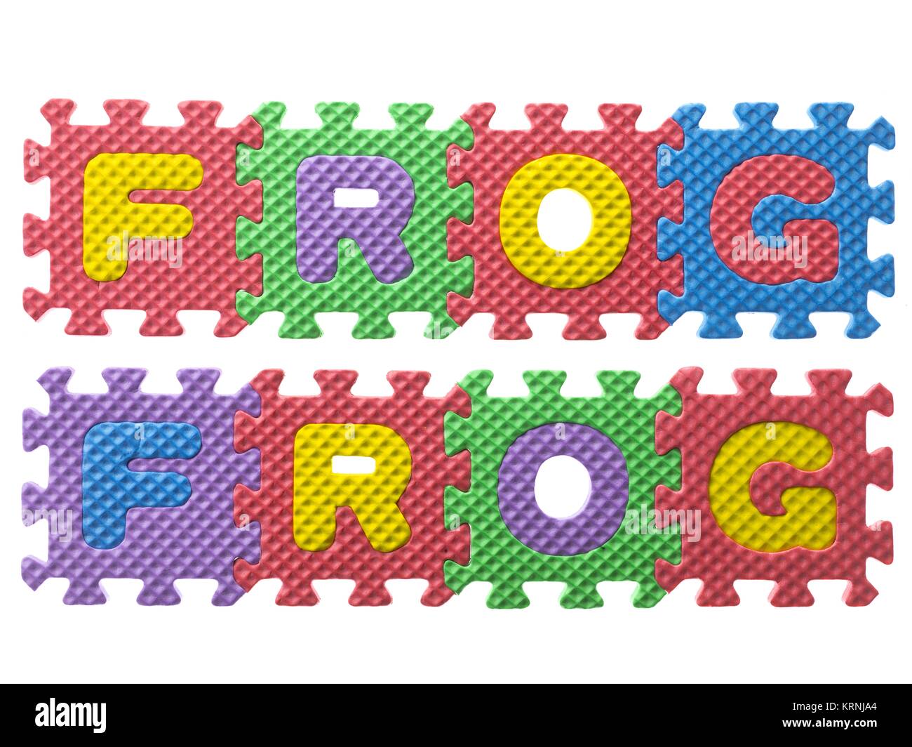 word frog arranged with letter puzzle pieces Stock Photo - Alamy