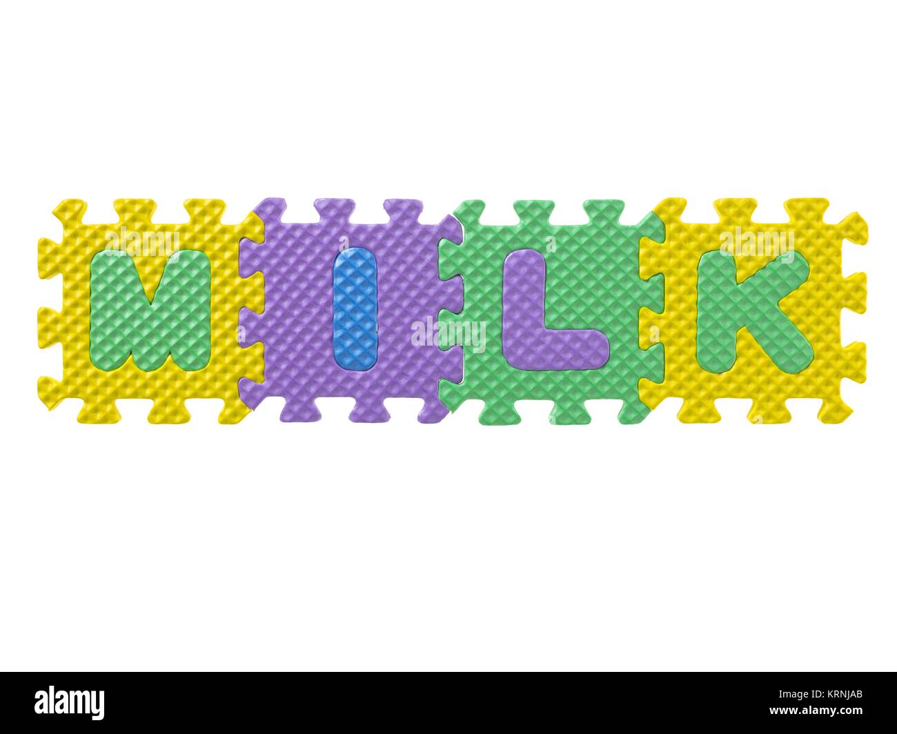 word milk arranged with letter puzzle pieces Stock Photo - Alamy