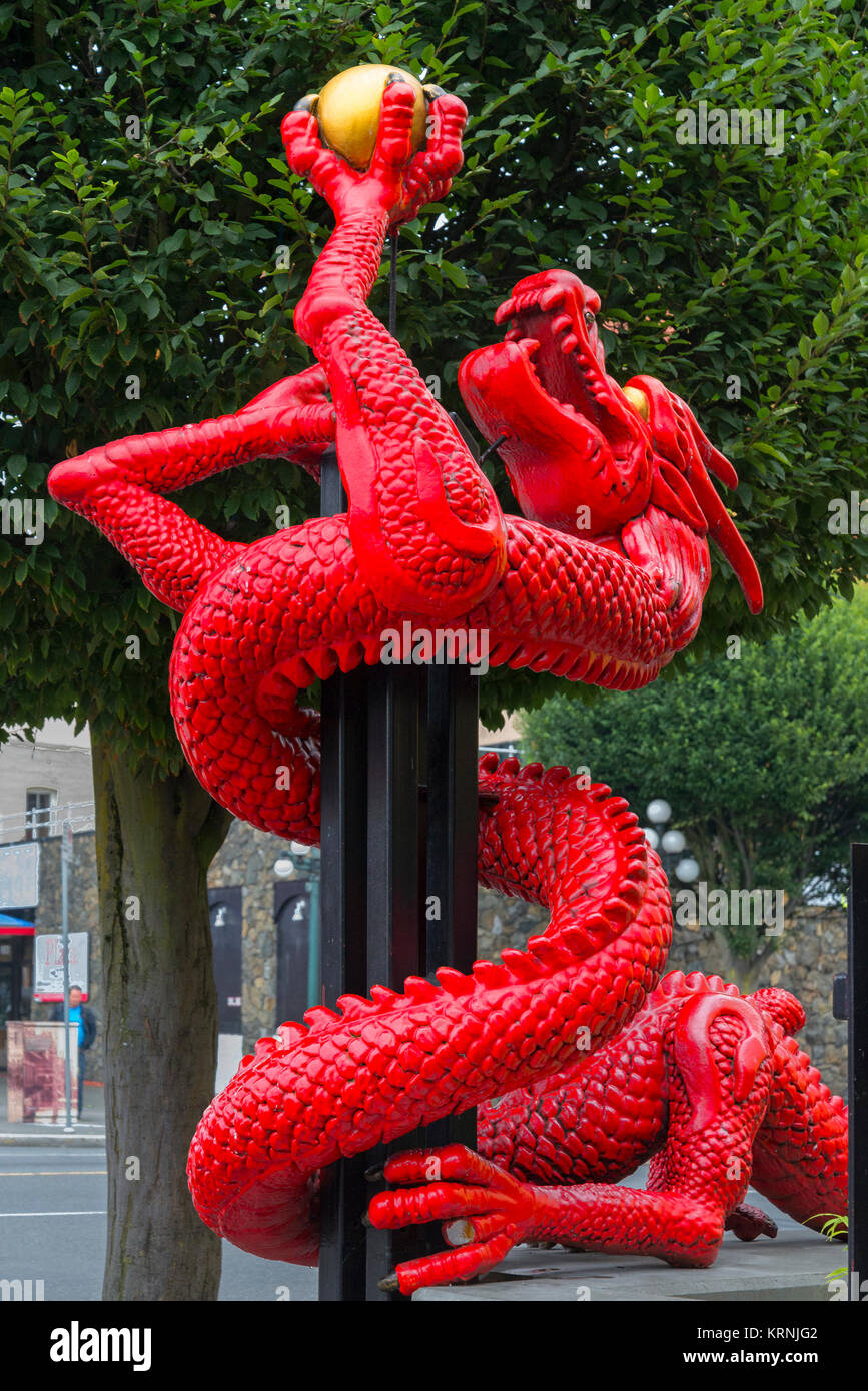 Red dragon sculpture, Chinatown, Victoria, Vancouver Island, British ...