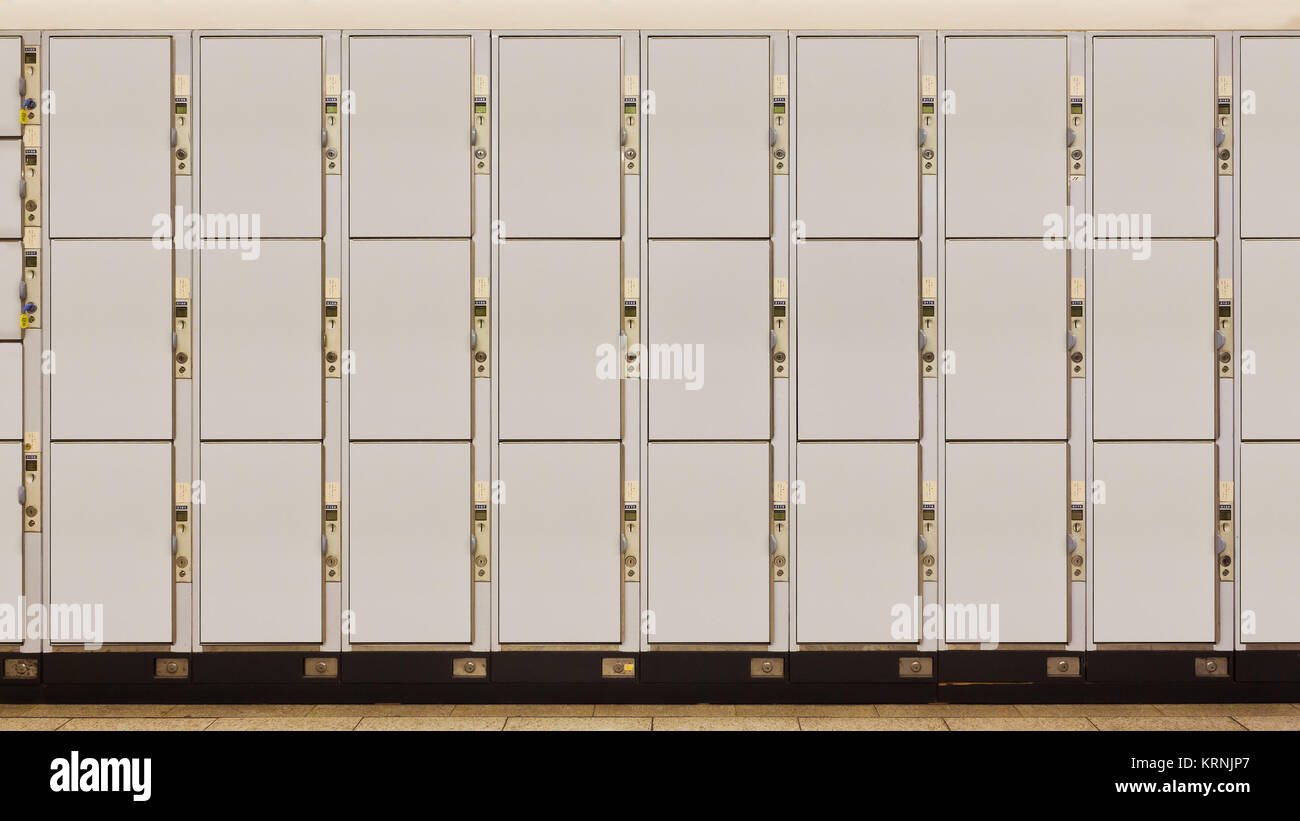 Wall of Locker Cabinet in a Japanese train station Stock Photo - Alamy