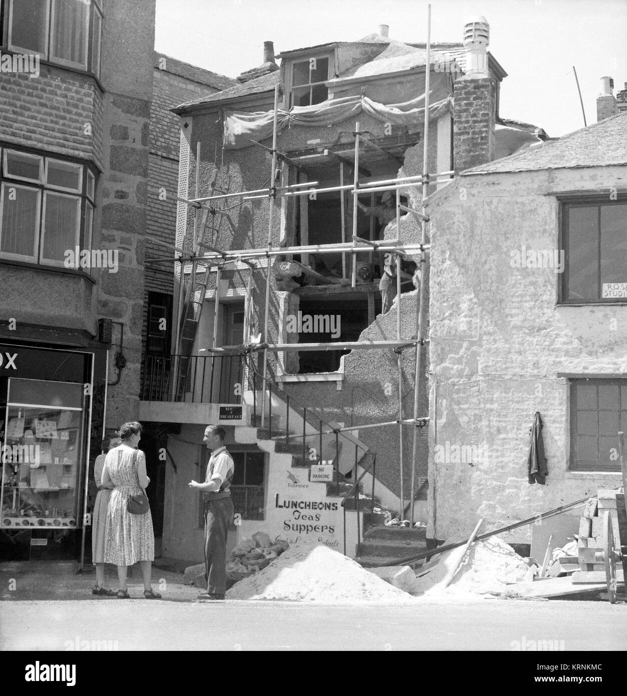 Building work next to Rose Studios (right) on The Wharf in St. Ives ...