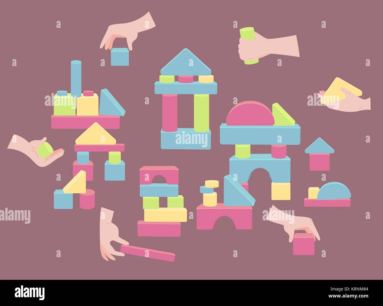 Kids building tower of blocks Stock Vector Images - Alamy