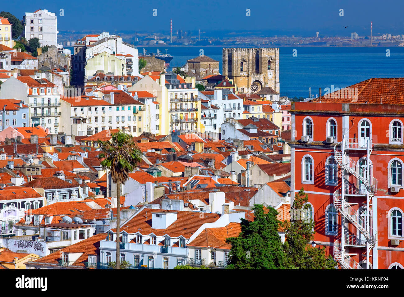 Lisbon skyline fromd Santa Catarina belvedere Stock Photo - Alamy