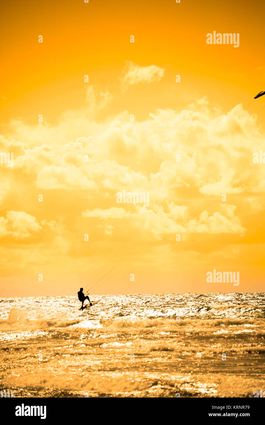 extreme kite surfer jumping waves Stock Photo - Alamy