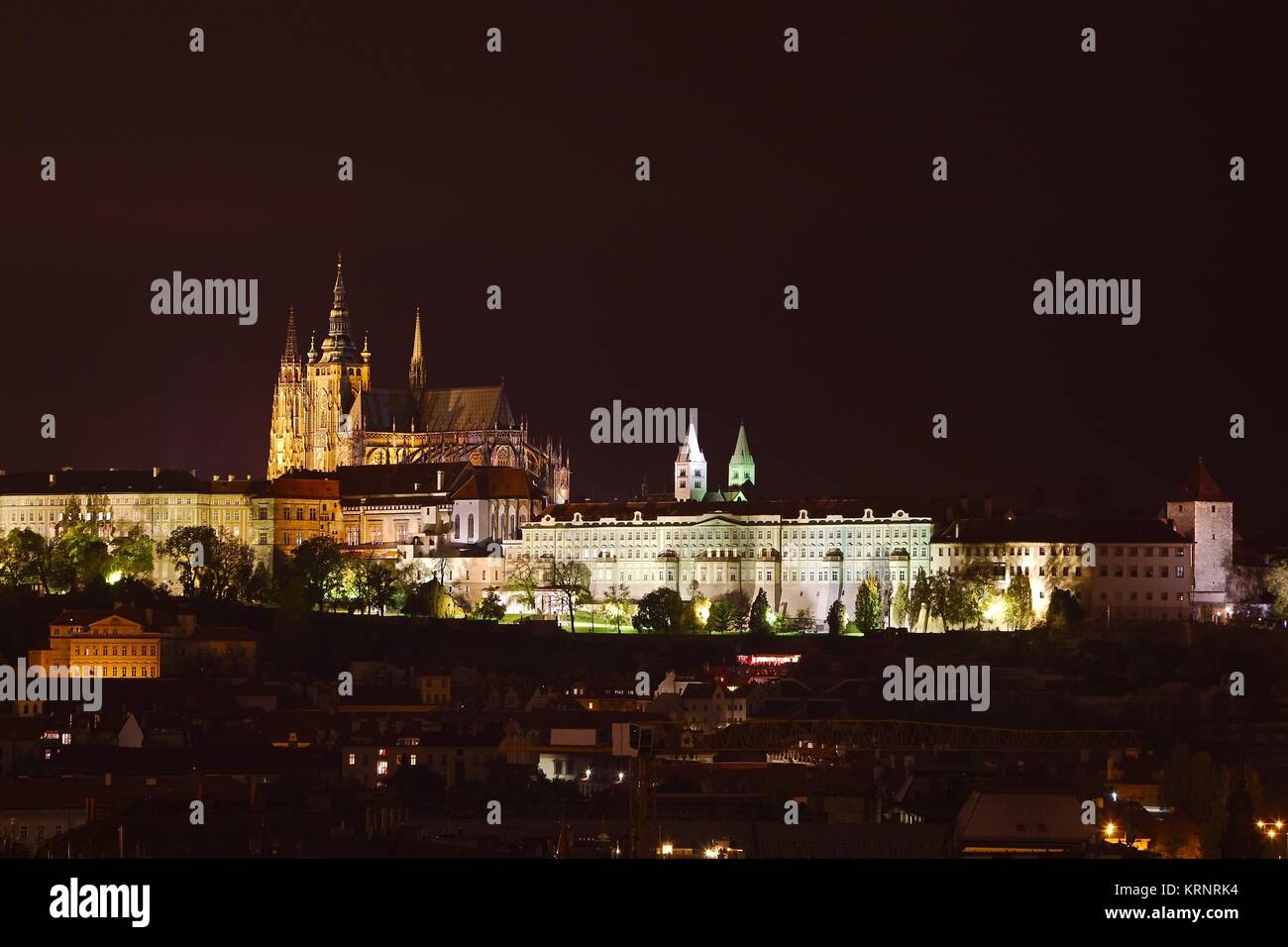 Prague castle night view Stock Photo - Alamy