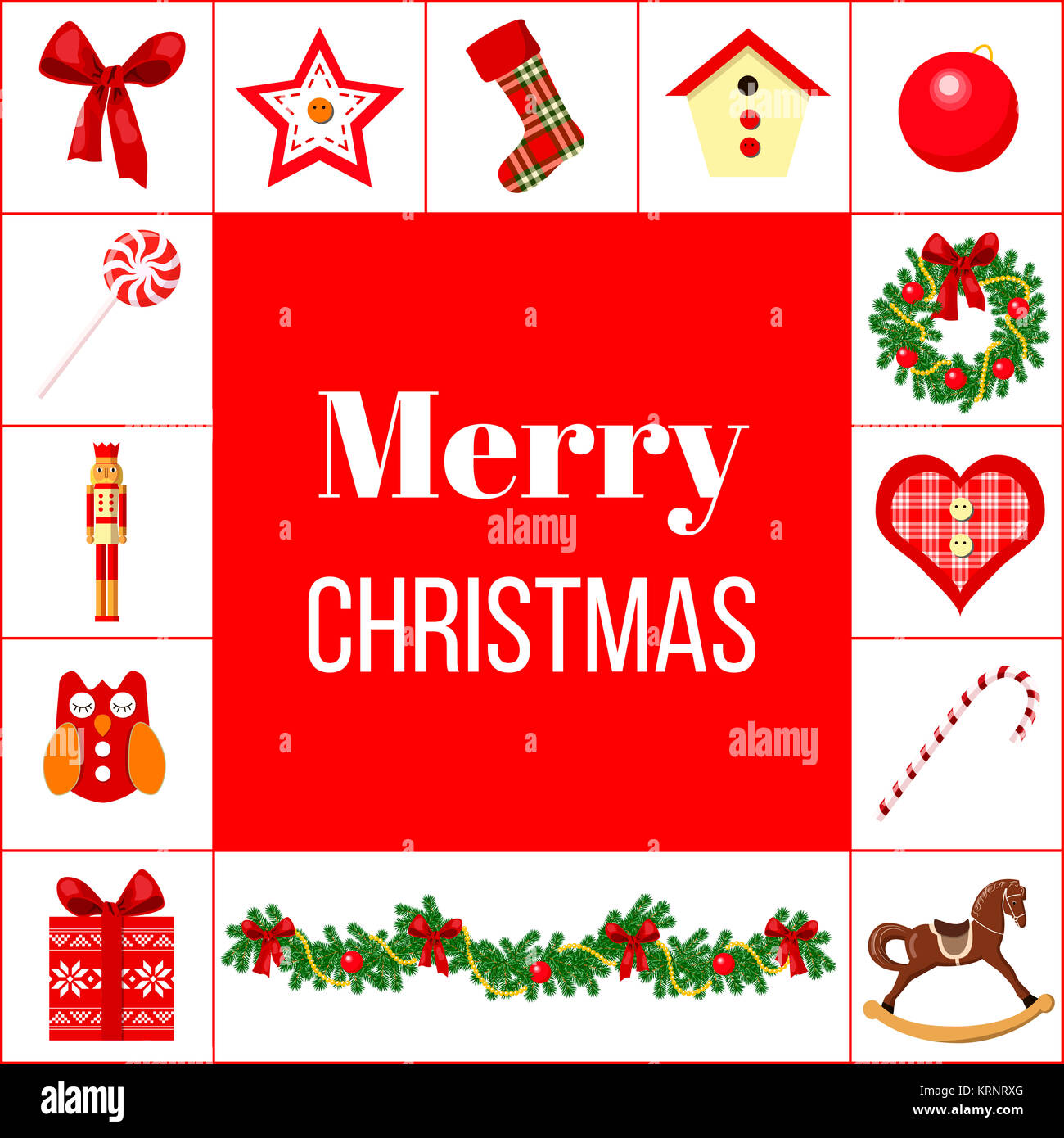 Christmas greeting card with different symbols Stock Photo - Alamy